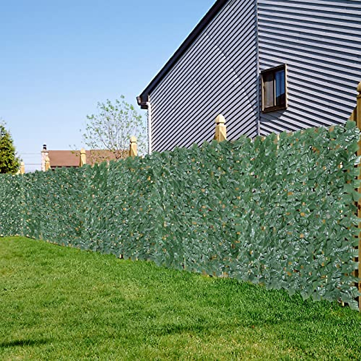 Boshen 1Pcs 118 x 39 Inch Artificial Faux Ivy Privacy Fence Outdoor Ivy Leaf Fence Privacy Screen Faux Greenery Decorative Privacy Panels Vine Leaf Decoration for Garden Porch Patio Balcony