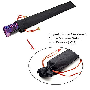 Leehome Large Rave Folding Hand Fan for Women/Men,Chinese/Japanese with Bamboo and Nylon-Cloth Handheld Fan,for Performance,Decorations, Dance,Festival Party,Gift (C03)