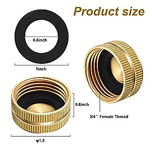 10 Pieces 3/4 Inch Brass Hose Cap Hose End Cap Spigot Cap Garden Hose Female End Cap with 20 Pieces 3/4 Inch Washers for Home Garden Hose