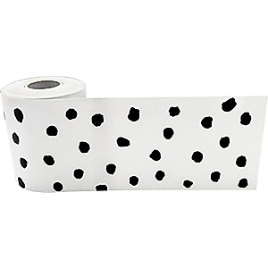Teacher Created Resources Black Painted Dots on White Straight Rolled Border Trim (TCR8910)
