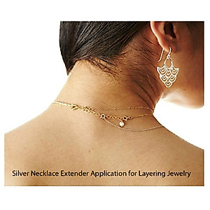 2pcs Adabele Authentic 925 Sterling Silver Jewelry Making Chain Extender with Cute Heart Drop Strong Removable Adjustable 6 inch Extension for Necklace Anklet Bracelet SS301-6