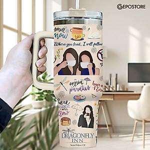 GEPOSTORE TV Show Tumbler 40oz Stainless Steel Tumbler with Handle, Stars Coffee Travel Cup, Birthday Gifts for Movie Lover