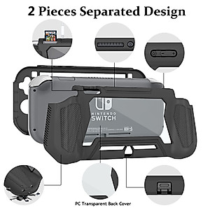 Protective Case for Nintendo Switch Lite, Full Protection Switch Lite Cover, TPU Shock-Absorption and Anti-Scratch for Nintendo Switch with Bult-in Screen Protector & Thumb Grip Caps, Black