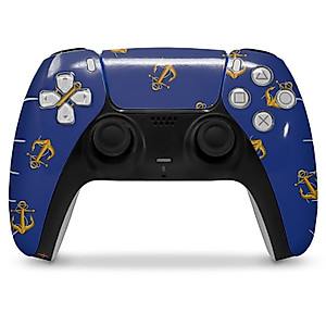 WraptorSkinz Skin Wrap compatible with Sony PS5 DualSense Controller Anchors Away Blue (CONTROLLER NOT INCLUDED)