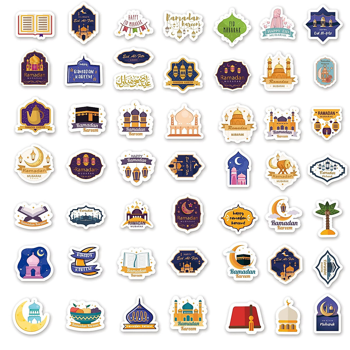 100 Pcs Ramadan and Eid Stickers, Ramadan Mubarak Eid Mubarak Stickers for Kids and Adult, Islamic Ramadan Karrem Stickers for Home Decorations Gift Bags Laptop Skateboard Water Bottles Scrapbook