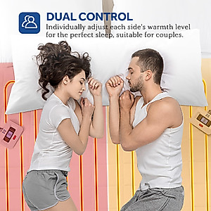 Sealy Electric Mattress Pad Queen Size, 10 Heating Settings Heated Mattress Pad, Bed Warmer with Dual Controller & Auto Off 1-12 Hours, Fit Up to 17 Inch, Machine Washable, 60"x80"