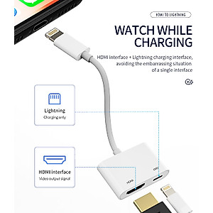 HOYULLI Lightning to HDMI Adapter for TV, iPhone 12, 13, Pro Compatible, 1080p Resolution, Easy to Use, Wide Compatibility
