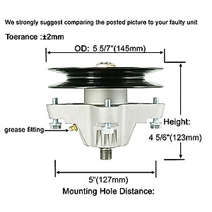 q&p Outdoor Power 918-0574C 42" Deck Spindle Assembly Bracket Replaces MTD 918-0574C 918-0565C Newer 600 Series Mounting Holes are Threaded & with 4 mounting Bolt