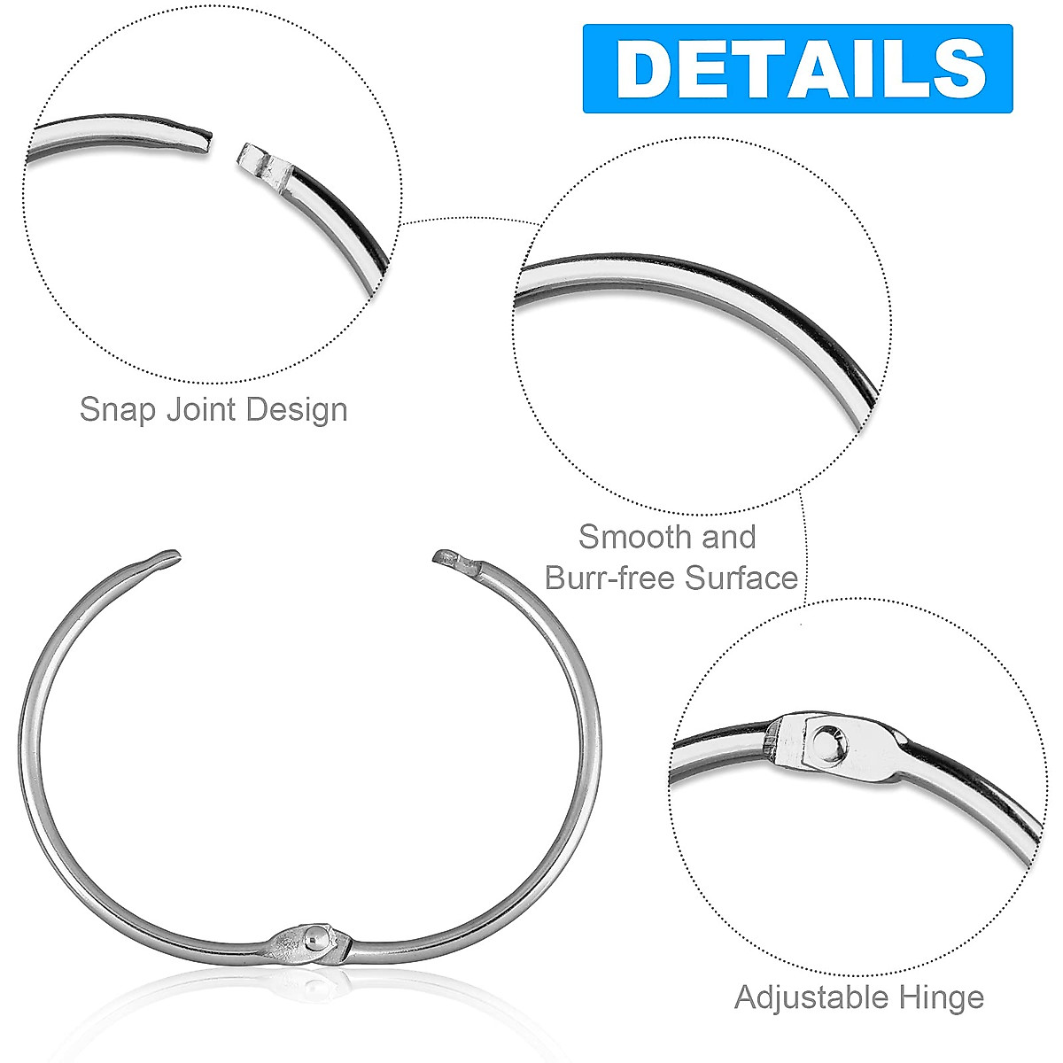 24 Pack Shower Curtain Rings, Rustproof Decorative Shower Curtain Hooks Metal Round Shower Ring Hooks for Bathroom Shower Rod (Stainless Steel)