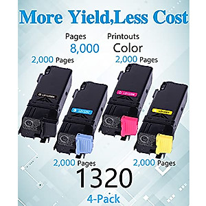 MM MUCH & MORE Compatible Toner Cartridge Replacement for Dell 1320c 310-9058 310-9060 310-9062 310-9064 to use for Color Laser 1320c Printer High Yield (4-Pack, Black, Cyan, Magenta, Yellow)