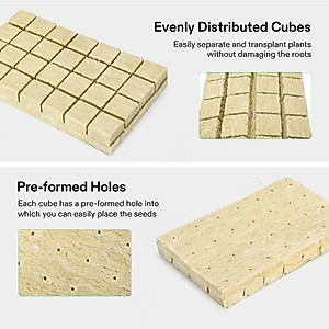 VIVOSUN 1.6" Rockwool Cubes, 28 Plugs Stonewool Starter Grow Cubes for Cuttings, Cloning, Plant Propagation, Seed Starting, Hydroponic Grow Media for Vigorous Plant Growth, 1 Sheets of 28 Plugs