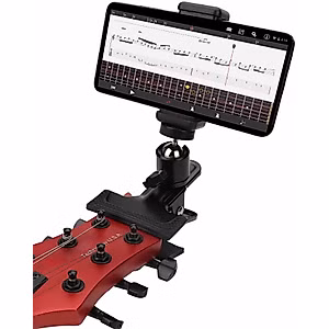 LMS Guitar Head Phone Holder Cell Phone Stand Clamp Phone Mount with 1/4 Ball Head Adapter Universal Guitar Head Clip for Bass Ukulele Multifunctional clip phone holder