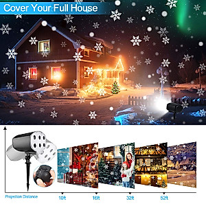 Snowflake Projector Lights Outdoor with Remote Control, Christmas Snowflake Projector Lights, IP65 Waterproof Snowfall Landscape Light Christmas Projector Gift for Holiday Friend Garden