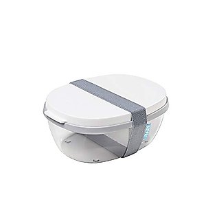 MEPAL, Duo-Salad Box with 2 Compartments for Food Storage, Plus a Detachable Mini Box, Portable, BPA Free, Nordic White, Holds 1900ml|64.2oz, 1 Count