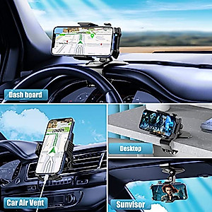 KSYER Phone Mount for Car Dashboard & Air Vent, 1200 Degree Rotation Cell Phone Holder Car [Multi-Angles], Car Phone Holder Mount for iPhone Samsung All Smartphone (Black)