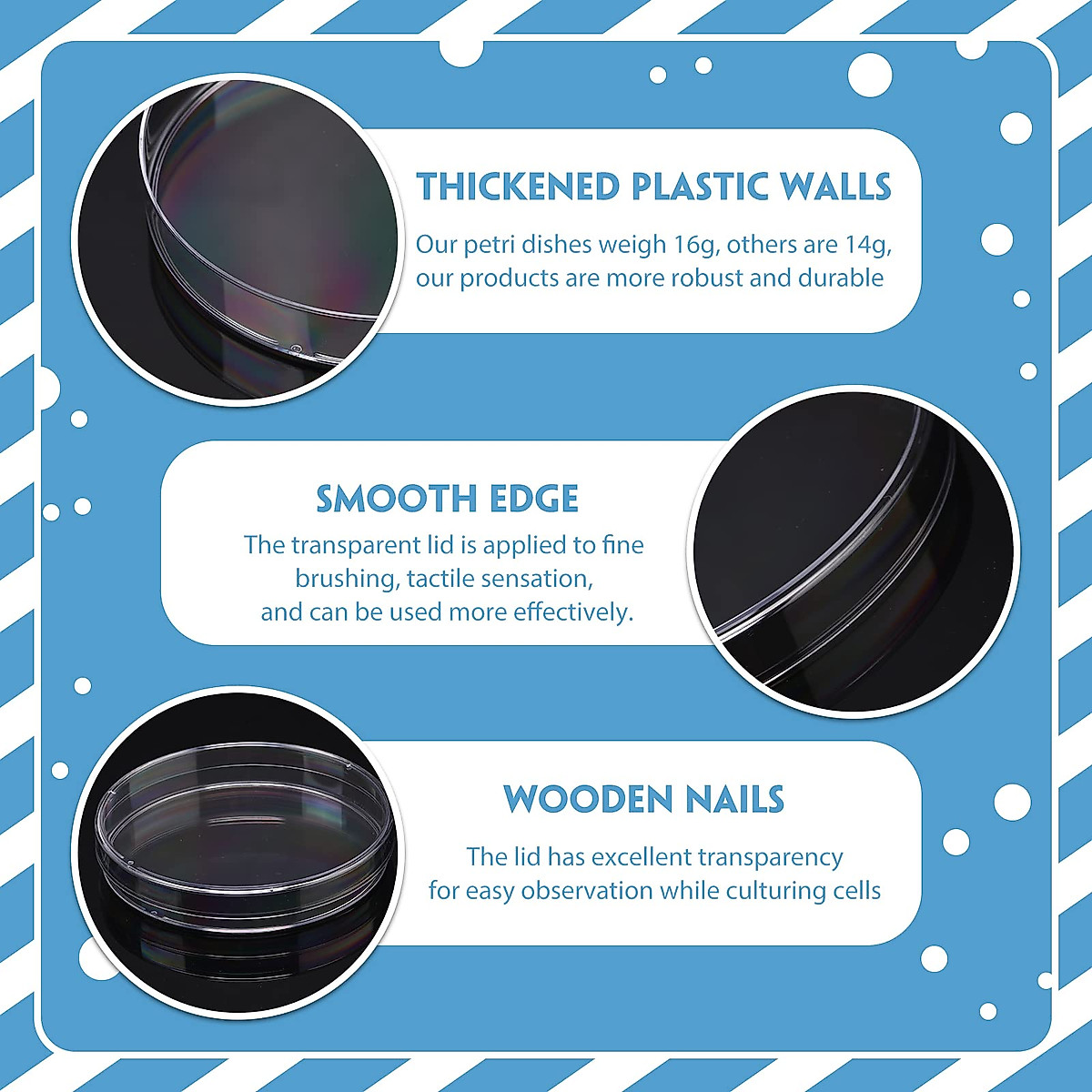 Fabbay 120 Pack Sterile Plastic Petri Dishes with Lids 90 x 15 mm Deep Clear Lab Petri Dishes Cell Culture Dishes for School Science Project, Lab Experiment, Biological Themed Party Supplies