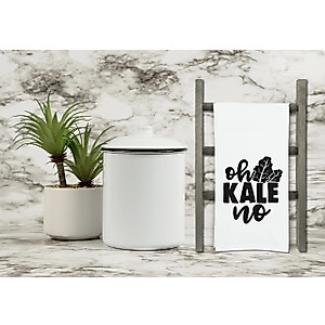 Oh Kale No Flour Sack Kitchen Towel with Hanging Loop - Funny Cute Vegetable Pun Dish Cloth Housewarming Hostess Birthday Christmas Veggie Lover Gift