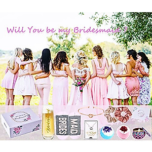 Bridesmaid Proposal Gifts Set-Will You be My Bridesmaid Gift Box, Wedding Engagement Gifts,Bachelorette Party Bridal Showers gifts,Bridesmaids Bracelets, Necklaces And Bridesmaids Socks Rose Spa Gifts