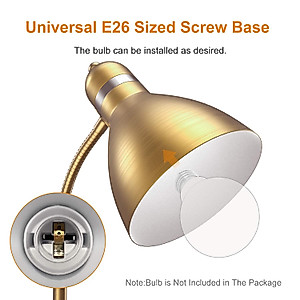 LEPOWER Floor Lamp, Metal Standing Lamp with Adjustable Gooseneck, Heavy Metal Base, Reading Pole Lamp for Office, Golden Floor Lamps for Bedroom, Living Room