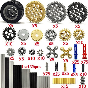 DSPITWOD Technical Gears Axle Pin Connectors - Rubble Wheels Connectors Rack Gear Screw Track Building Brick Pieces Sets Compatible with Major Brand STEM Learning Kits for Kids Age 8-14 years