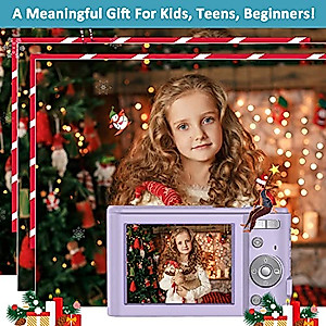 Digital Camera FHD 1080P 36MP Vlogging Camera Rechargeable Kids Camera with 16X Digital Zoom, LED Fill Light, LCD Screen, 2 Batteries, Compact Portable Pocket Camera for Teens Students (Purple)