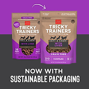 Cloud Star Tricky Trainers Soft & Chewy Dog Training Treats 5 oz Pouch, Liver Flavor, Grain-Free Low Calorie Behavior Aid with 310 treats