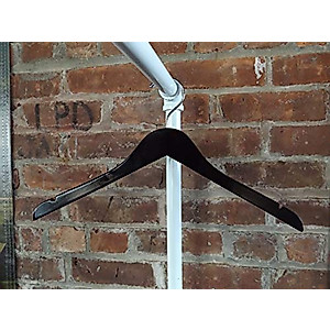 NAHANCO 8217CHNOBARHU 17” Wooden Top Hanger, Flat with Notches, Chrome Hook, Black (Pack of 25)