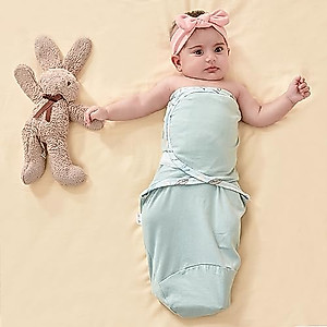 ZIGJOY Swaddle Blanket Cotton Knit Baby Wrap 3-6 Months, 0.5 Tog Newborn Wearable Swaddle Sleep Sacks，Adjustable 2 Pack Infant Sleep Sack for Baby Boy Girl（Green）