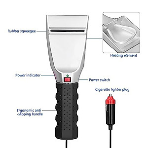 KIMISS Car Heated Scraper, 12V Auto Heated Snow Shovel Electric Windshield Ice Scrapers for Cars Trucks SUV