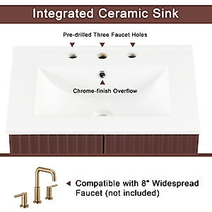 Bellemave Bathroom Vanity with Sink 24 Inch Bathroom Sink Cabinet with 2 Doors, Rosy