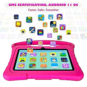 ATMPC Tablet for Kids, Kids Tablet, 7 Inch Kids Tablets 32GB ROM 3GB RAM Android11 Tablet for Kids 3-14 with 2.4G WiFi, GMS, Eye Protection, Educational, Parental Control, Tablet with Silicone Case
