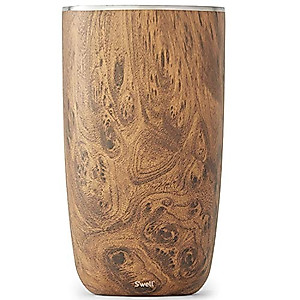 S'well Stainless Steel Tumbler Triple-Layered Vacuum-Insulated Containers Keeps Drinks Cold for 17 Hours and Hot for 4-with No Condensation-BPA Free Water Bottle, 1 Count (Pack of 1), Teakwood