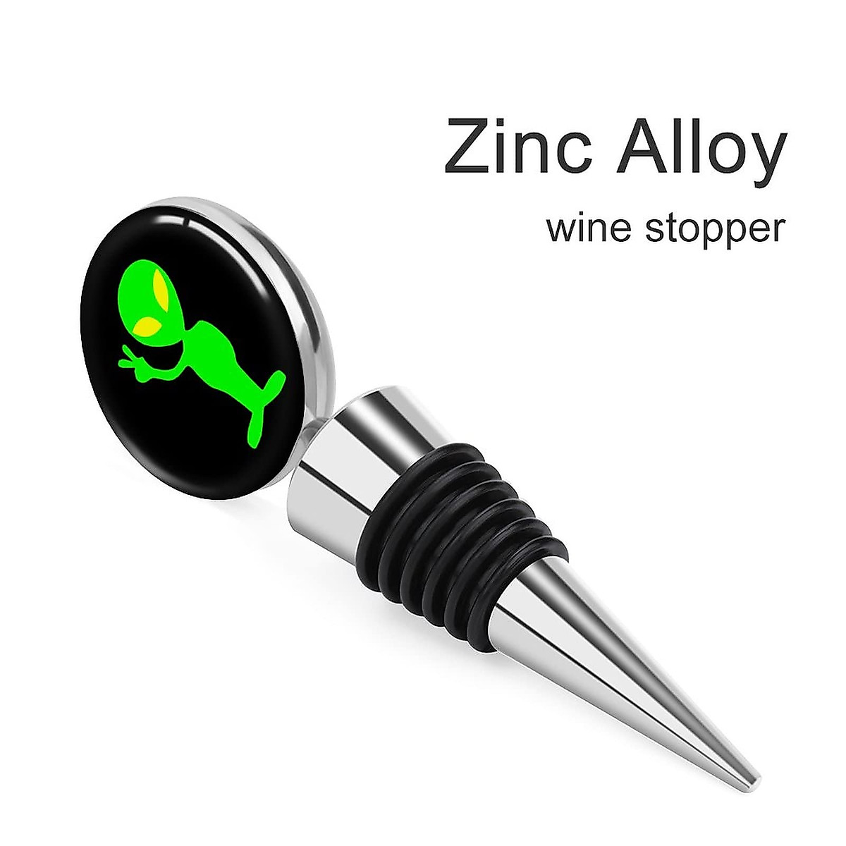 Alien Peace Sign Wine Bottle Stoppers Reusable Plug Wine Saver Corks for Beverage Holiday Party Kitchen Decorative