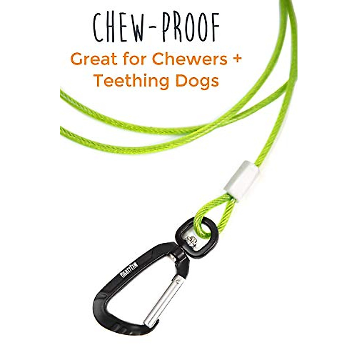 Mighty Paw Chew Proof Dog Leash - Six Foot Metal Cable Lead, Non Chewable Braided Cord with Padded Handle. Chew Resistant, Great for Large Dogs and Teething Puppies (Green)