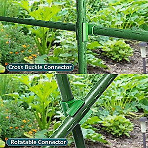 Garden Stakes Connectors 53Pcs Plant Trellis Connector Clips Kit for 0.43in Dia Rods Plant Stakes Connecting Joints for Tomato Cage Garden Trellis Climbing Plant Support Frame(53,11mm)