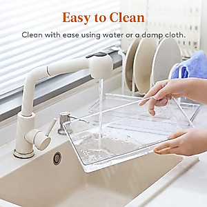 Lifewit Silverware Drawer Organizer, 5.75" x 11.65" Clear Utensil Tray for Kitchen Drawer, Stackable Plastic Flatware and Cutlery Storage Box Divider for Spoons Forks Knives Tools, 3 Pack