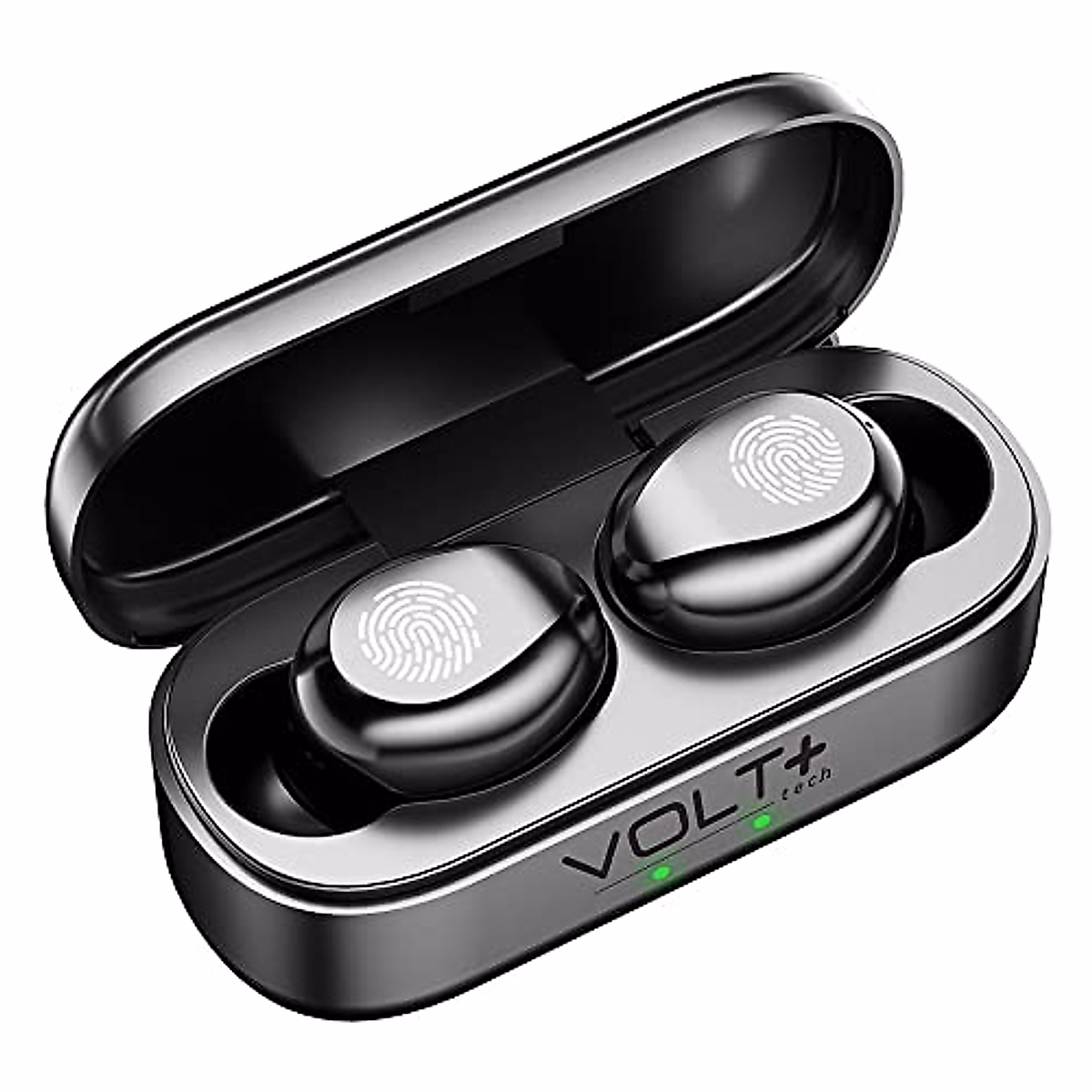 VOLT Plus TECH Slim Travel Wireless V5.1 Earbuds Compatible with Lava Blaze NXT Updated Micro Thin Case with Quad Mic 8D Bass IPX7 Waterproof/Sweatproof (Black)