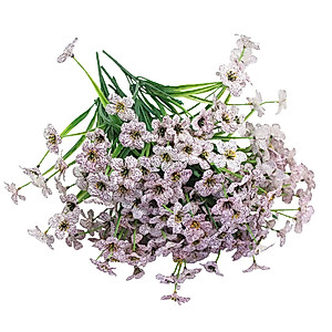 ALIERSA 12 Bundles Artificial Grass Orchid Artificial Flowers Outdoor Silk Fake Flowers for Home Decor Garden Fake Green Plant Porch Window Box Decoration (White)