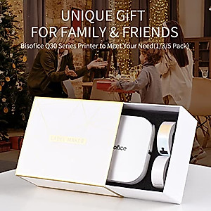 BISOFICE Q30 Label Maker Machine with Tape, Mini Label Maker with 5 Rolls Label Tape, Portable Wireless Connection Bluetooth Label Printer Labeler, Compatible with iOS Android