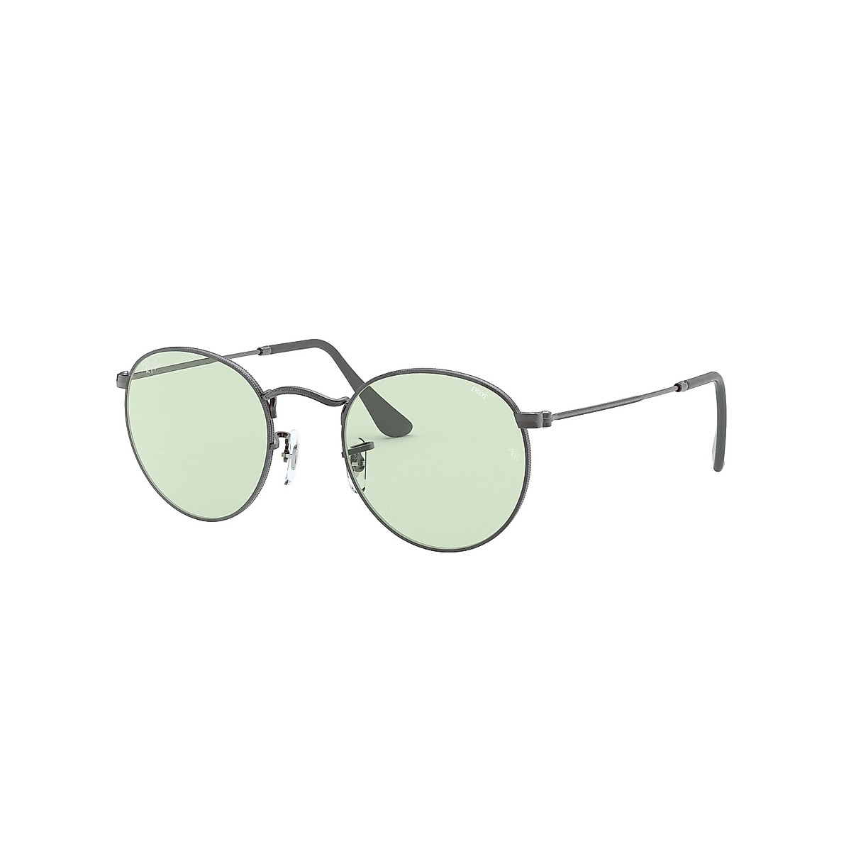 Ray-Ban RB3447 Round Metal Polarized Sunglasses, Gunmetal/Evolve Photochromic Green to Blue, 50 mm