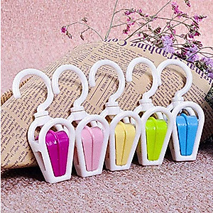 10pcs Assorted Color Portable Strong Plastic Swivel Hook Multi-functional Clips Laundry Hooks Clothes Pins Hanging Curtain Clips Beach Towel Clips from Blowing Away(Random Color)