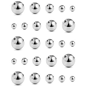 Vsnnsns 16G Replacement Balls 316L Surgical Steel Externally Threaded Piercing Balls for Nipple Tongue Belly Rings Lip Septum Rings Barbell Cartilage Tragus Earrings Piercing Jewelry Balls 16 Gauge