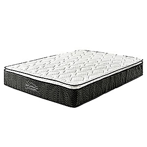 Swiss Ortho Sleep 12 inch Plush Pillow Top & Individually Wrapped Pocket Coils Innerspring - Green Foam Certified, Queen, White