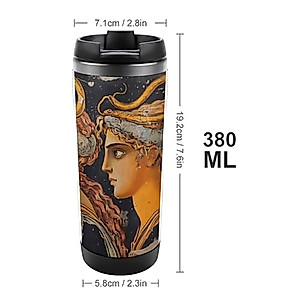 Ancient Greek Art Drcor Travel Coffee Mug Reusable Insulated Drinking Cup with Lid for Home Outdoor Works 13 Oz