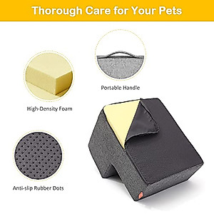 Sted Pet Stairs Dog Stairs 2 Steps, High Density Foam Dog Stairs for Couch, Widen Steps Pet Stairs with Non-Slip Bottom, Removable Washable Cover, Ideal for Older Injured Small Dogs Cats, Grey