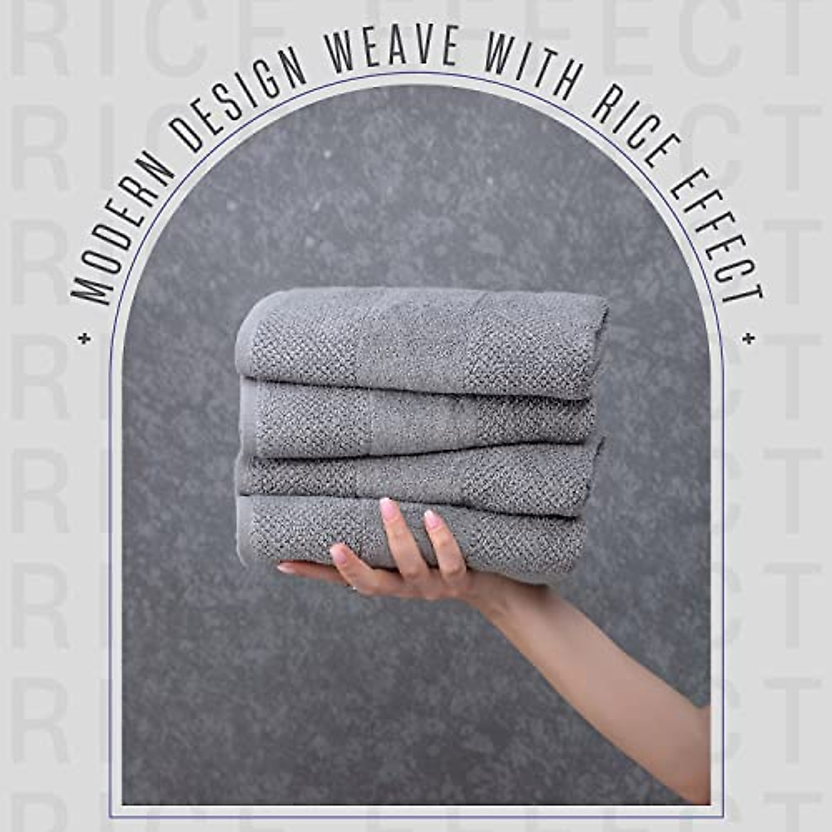 Antioch Home Bathroom Hand Towels, Hotel Quality & Fluffy & Absorbent & Soft & Fast Drying Turkish Hand Towels for Bathroom, 100% Cotton Turkish Hand Towel Set - [ 4 Pack – 16 x 28 inches ] - Grey