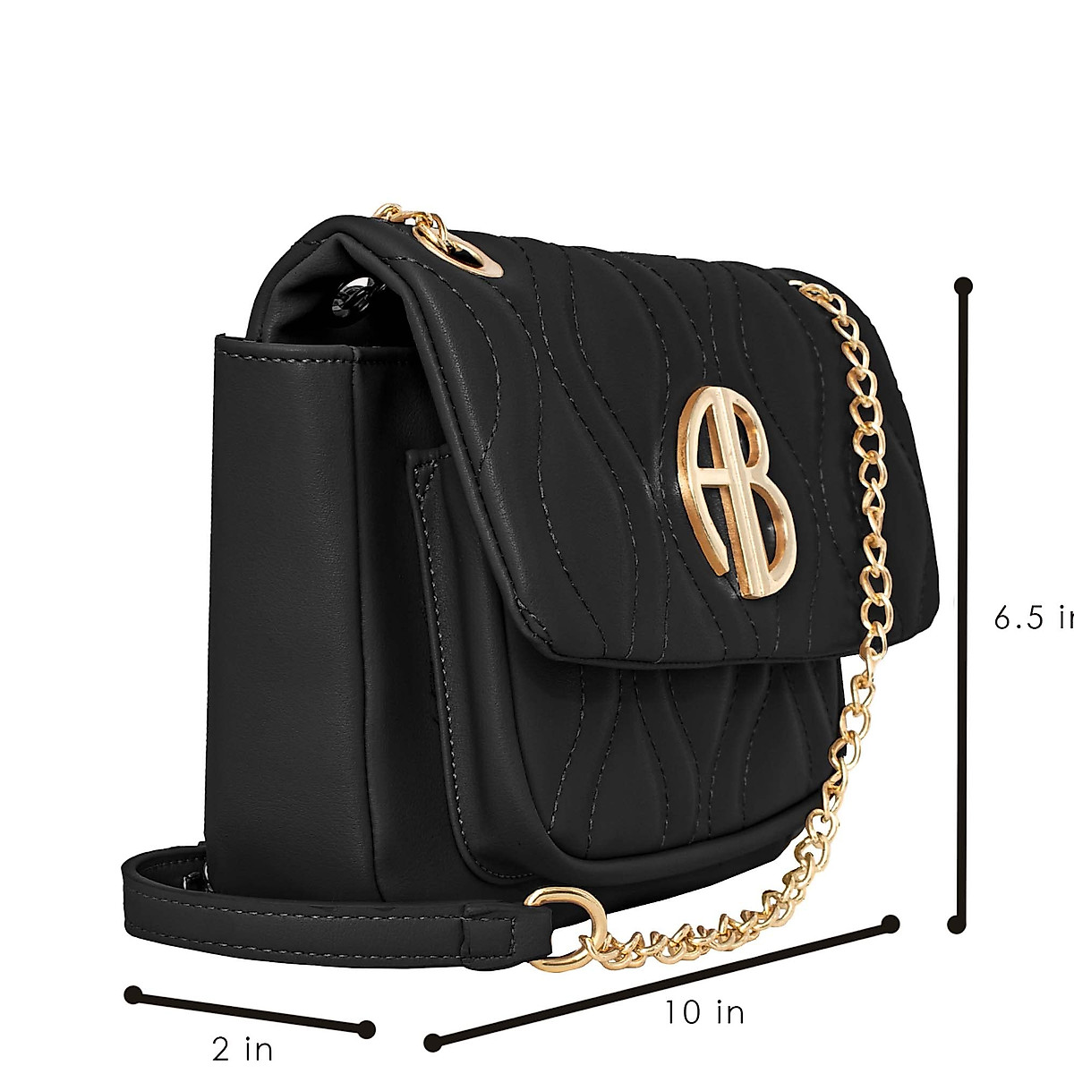 Alexis Bendel Women’s Vegan Leather Quilted Shoulder Handbag Crossbody W/Chain Strap