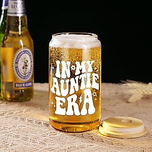 Fairy's Gift Aunt Cup, Cute Aunt Gifts - Iced Coffee Cup, 16 oz Glass Cup with Lid & Straw - Christmas, Birthday Gifts for Auntie, Best Aunt, New Aunt - Auntie Gifts from Niece, Nephew