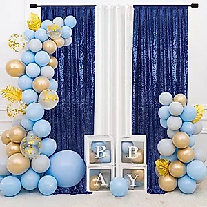 SquarePie Sequin Curtain 2FT x 8FT Navy Blue 2 Panels Backdrop for Wedding Party Independence Day