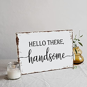 Good Morning Gergeous Hello There Handsome Canvas Wall Art Prints,Anniversary Engagement Paintings Prints Gifts,11x14 inches Set Of 2 Artwork For Couples Themed Decor Bedroom Living Room Decorations